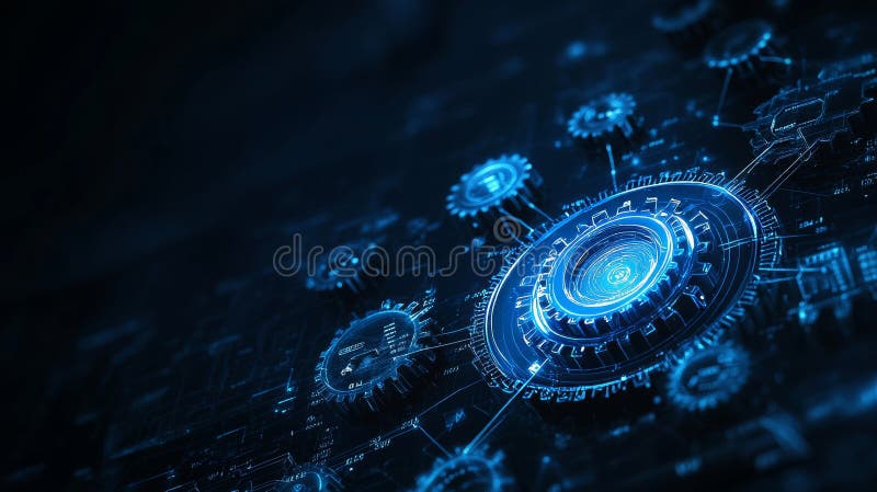 Illustrating a Digital Engineering Design Theme, Abstract Gears on a ...