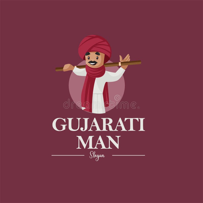 Gujarati Man Vector Mascot Logo Stock Vector - Illustration of gujarati ...