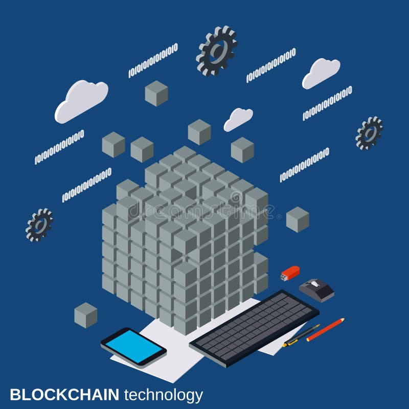Blockchain Technology Flat 3d Isometric Vector Concept Stock Vector ...