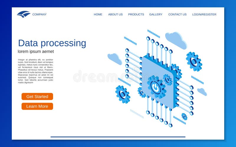 Data Processing, Cloud Computing Flat 3d Isometric Concept Stock Vector ...