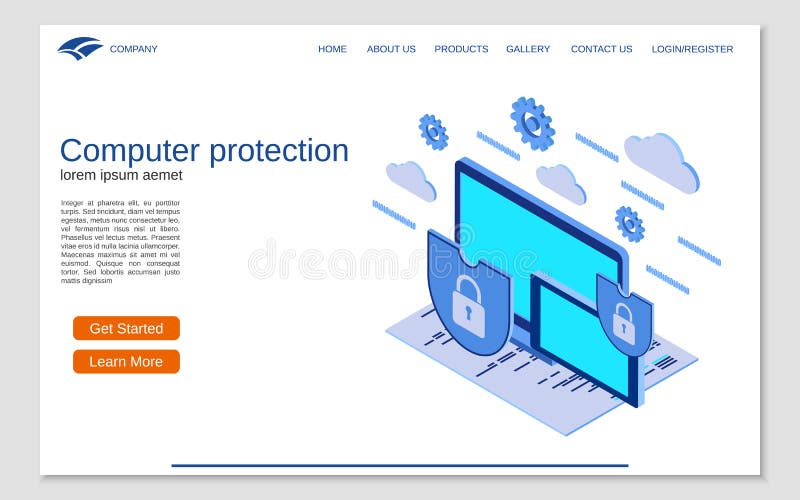 Computer Protection, Information Security Flat 3d Isometric Vector ...