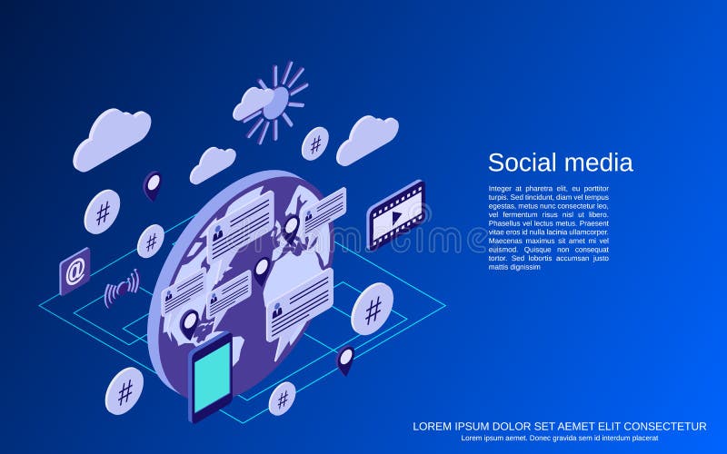Social Media, Network, Global Communications, Live Chat Vector Concept ...