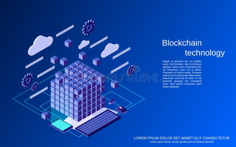 Blockchain Technology Isometric Vector Concept Stock Vector ...