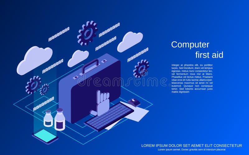 Computer Service, Repair, Technical Support, First Aid Vector Concept ...