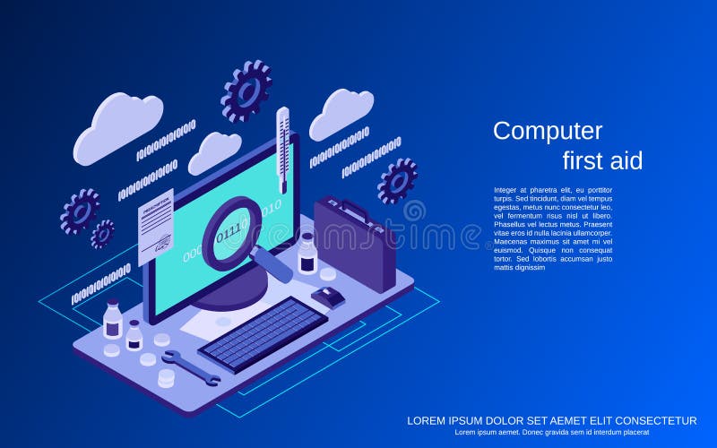 Computer Service, Repair, Technical Support, First Aid Vector Concept ...