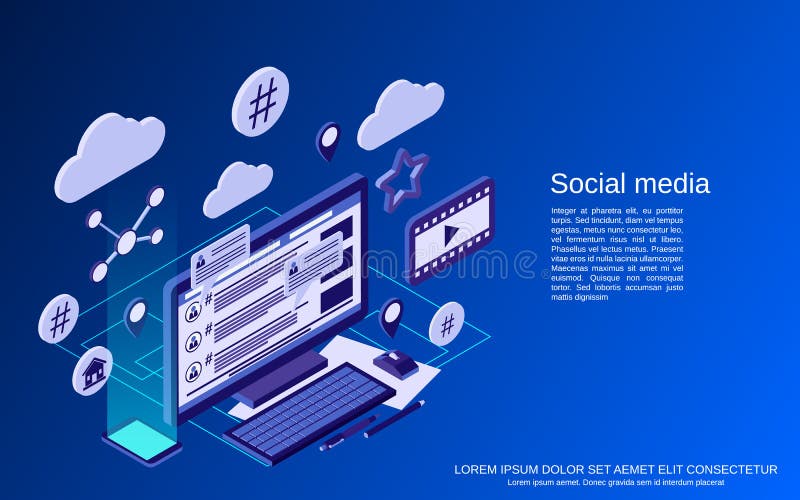 Social Media, Network, Global Communications, Live Chat Vector Concept ...