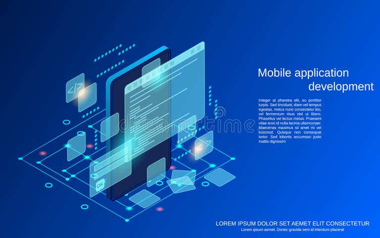 Mobile Application Development, Program Coding Isometric Vector Concept Stock Vector ...