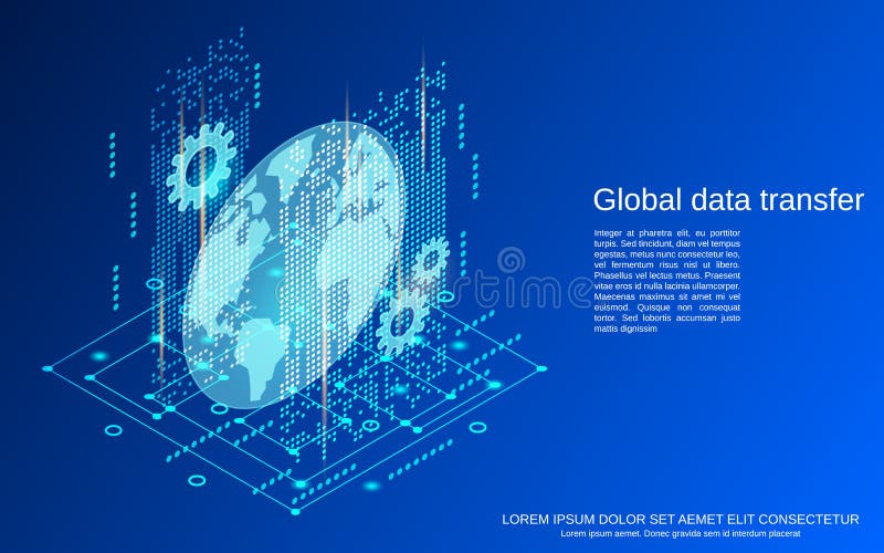 Data Transfer, Global Communications Isometric Vector Concept Stock ...