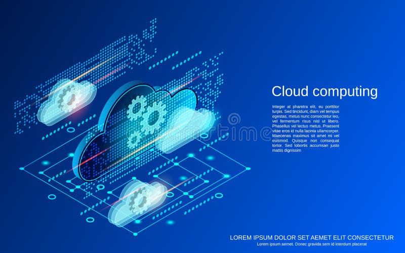 Cloud Computing, Network, Data Processing Isometric Vector Concept ...