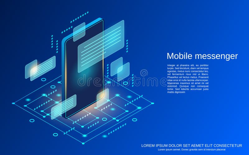 Mobile Messenger Isometric Vector Concept Stock Vector - Illustration ...