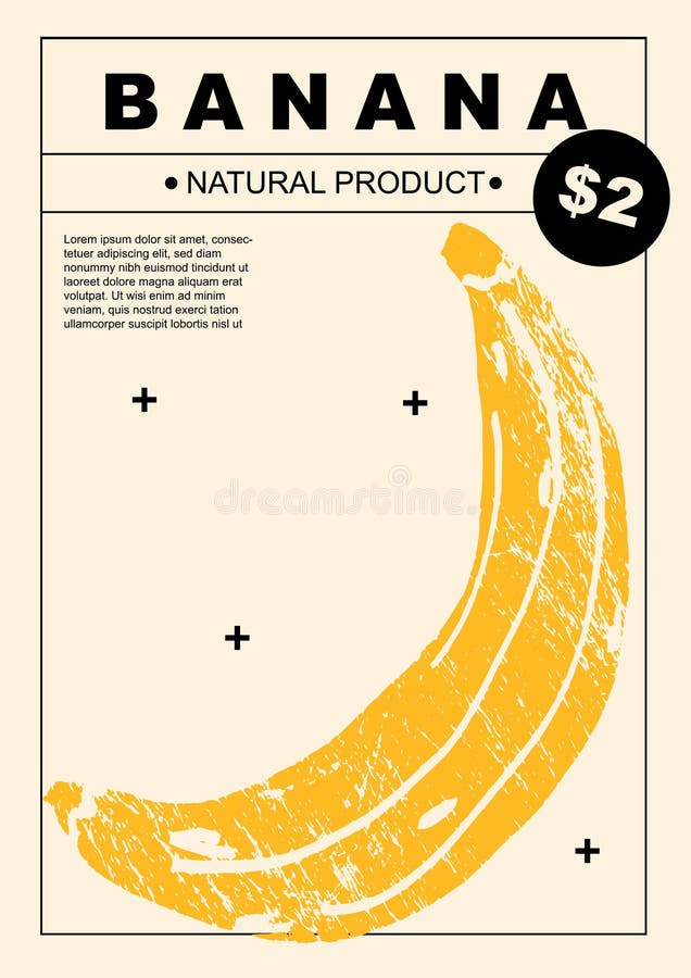 Banana. Set of Posters of Fruits and Vegetables in a Abstract Draw ...