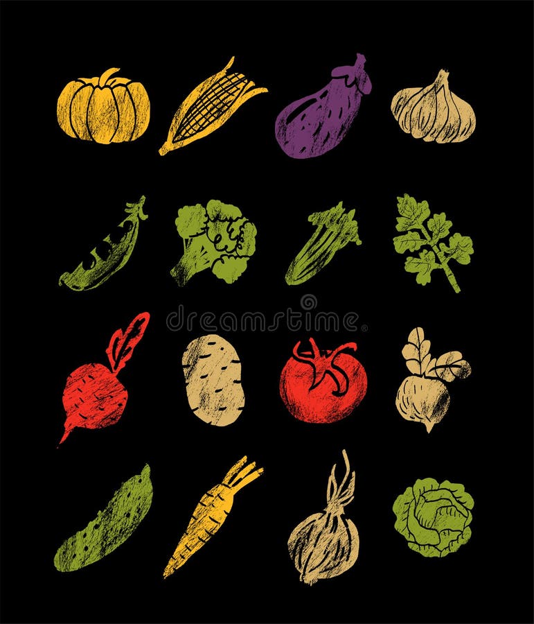Vegetables, Greenery and Legumes Abstract Illustration. Vegetable Icons ...