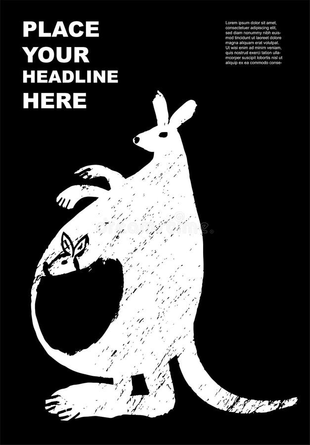 Kangaroo. Abstract Wild Animal Poster. Jungle, Forest. Set of ...