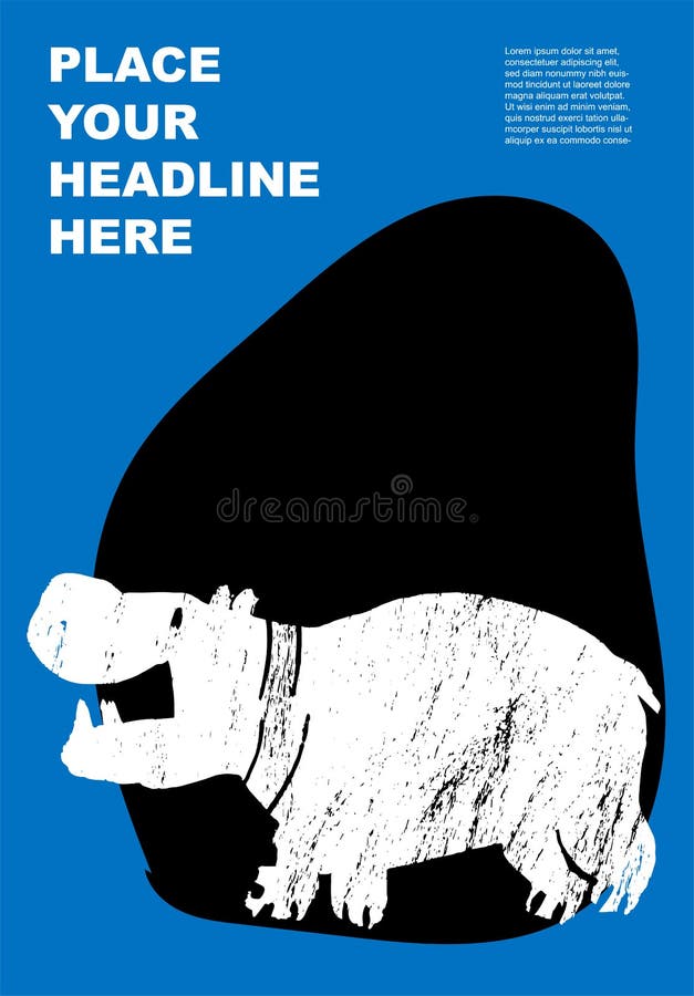 Hippo. Abstract Wild Animal Poster. Jungle, Forest. Set of Contemporary ...