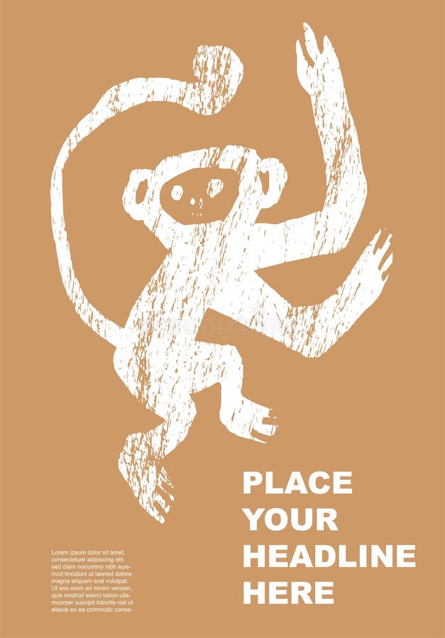 Monkey. Abstract Wild Animal Poster. Jungle, Forest. Set of ...