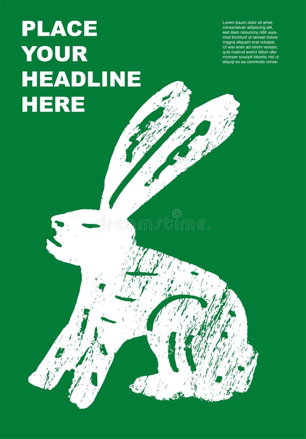 Rabbit. Abstract Domesticated Animal Poster. Jungle, Forest. Set of ...