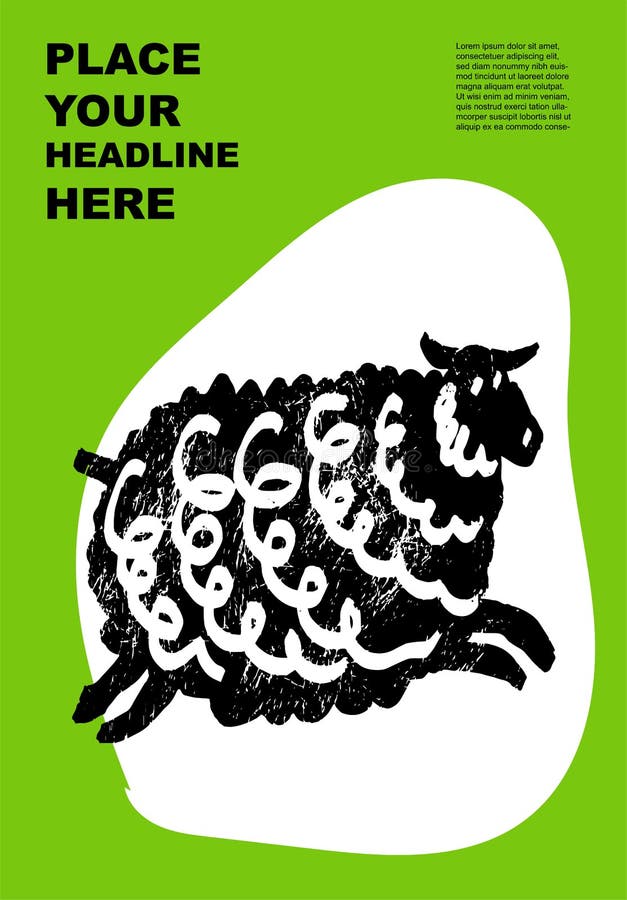 Sheep. Abstract Domesticated Animal Poster. Jungle, Forest. Set of ...