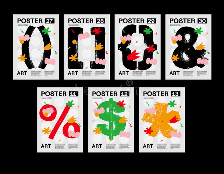 Signs, Brackets (), {}, [], $, &, , *. Poster Layout Design. Cute Font ...