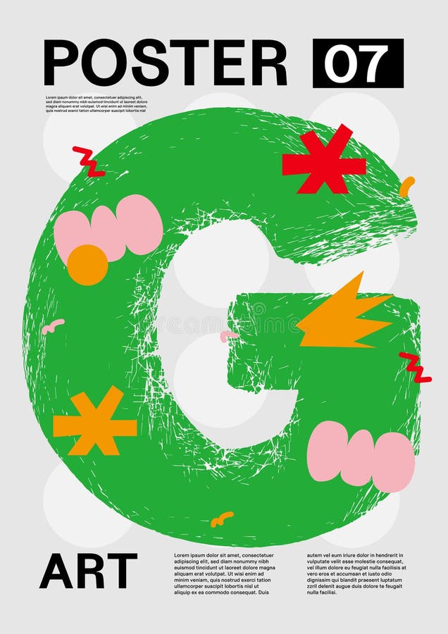 Letter G. Poster Layout Design. Alphabet. Cute Font. Template Poster ...