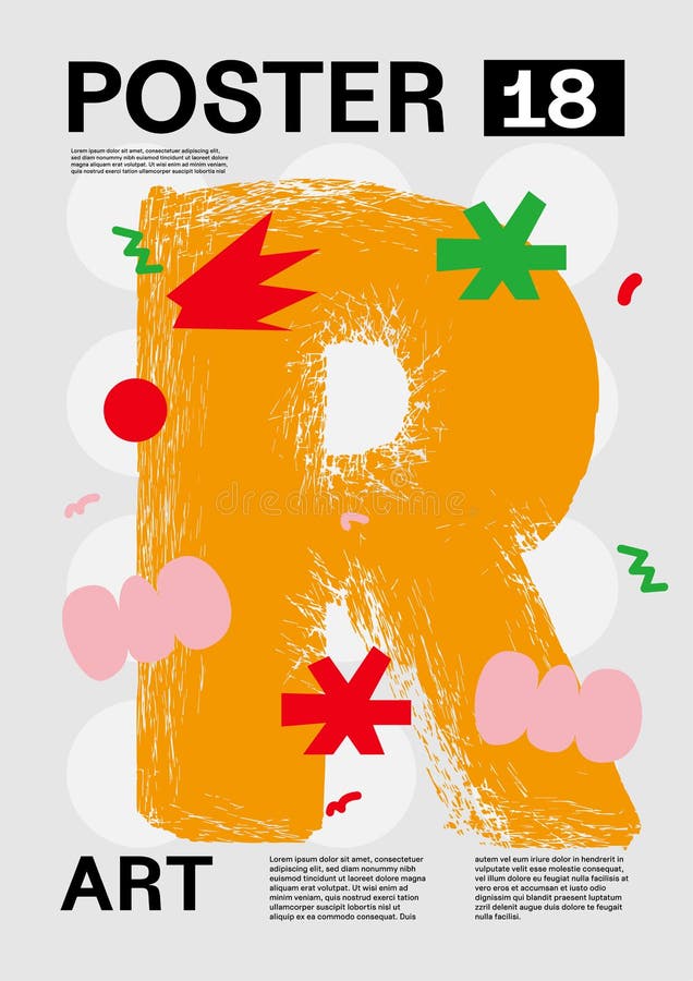 Letter R. Poster Layout Design. Alphabet. Cute Font. Template Poster ...