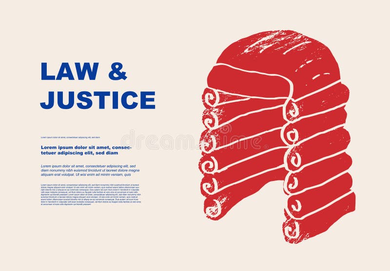 Judge S Headdress, Wig. Concept of Law Justice. Set of Posters Stock ...