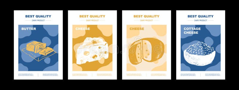 Illustration of Cottage Cheese, Cheese, Butter, Margarine. Stock Vector ...
