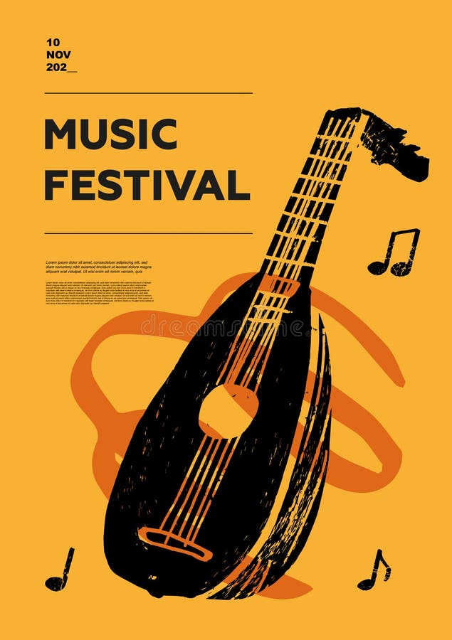Lute, Folk. Music Festival Poster. Stock Vector - Illustration of bowed ...