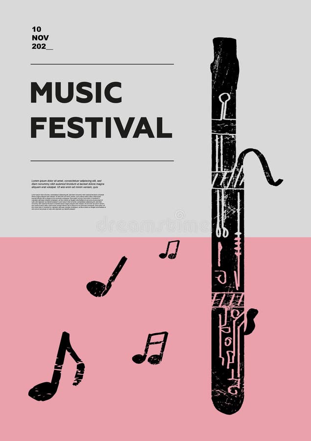 Bassoon, Fagotto. Music Festival Poster. Stock Vector - Illustration of ...