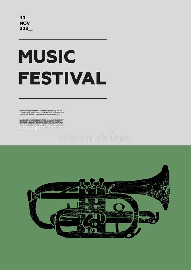 Cornet, Cornopean, Cornet-a-pistons. Music Festival Poster. Stock ...