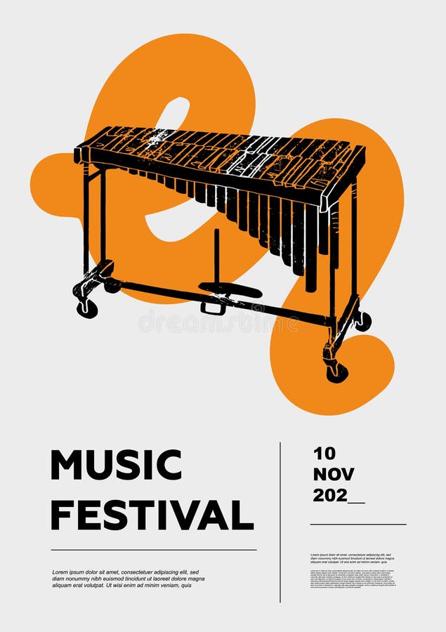 Vibraphone, Drum. Music Festival Poster. Stock Vector - Illustration of ...
