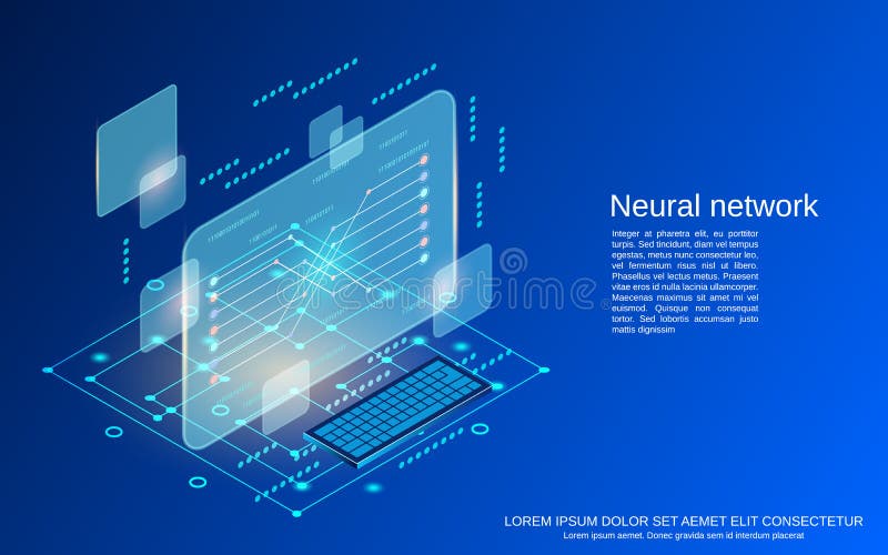 Neural Network 3d Isometric Vector Concept Stock Vector - Illustration ...
