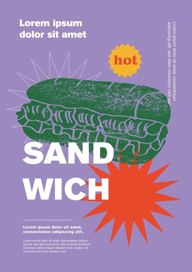 Sandwich. Price Tag or Poster Design. Stock Vector - Illustration of ...