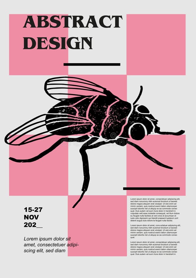 Fly. Set of Vector Posters with Insects. Stock Vector - Illustration of ...