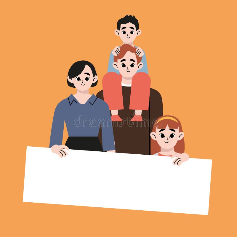 Double-income, Child-rearing Household. Family Holding a Sign Stock ...