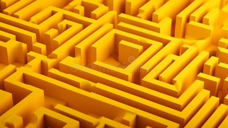 Illustration of a 3D Blurred Yellow Maze Image in an Isometric Angle ...