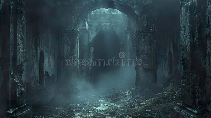 Illustration of an Abandoned Place with Dark Blue Low-light Light Stock ...