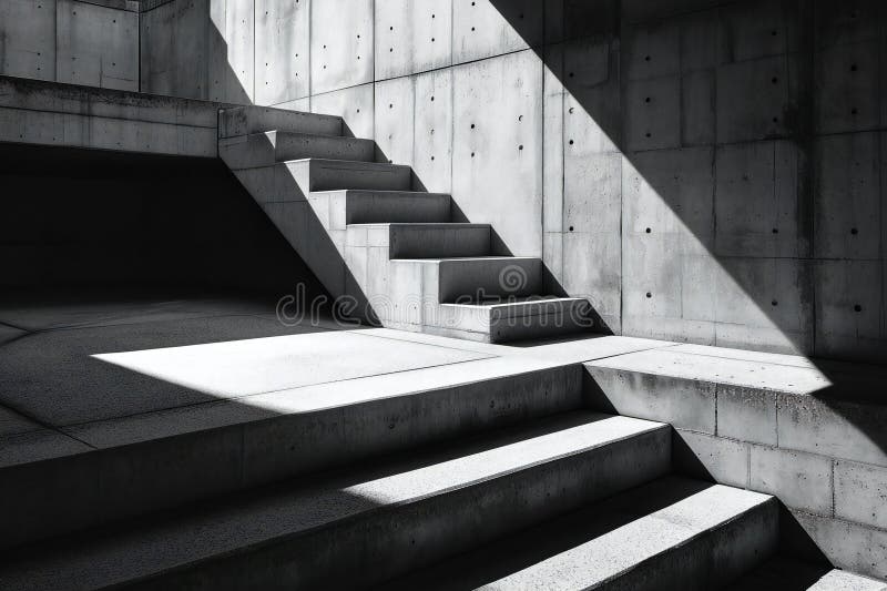 Abstract Architecture Background, Concrete Stairs and Shadow on the ...