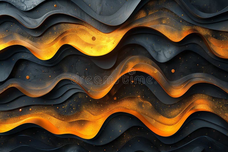 Abstract Background with Black and Orange Wavy Pattern, Rendering Stock ...