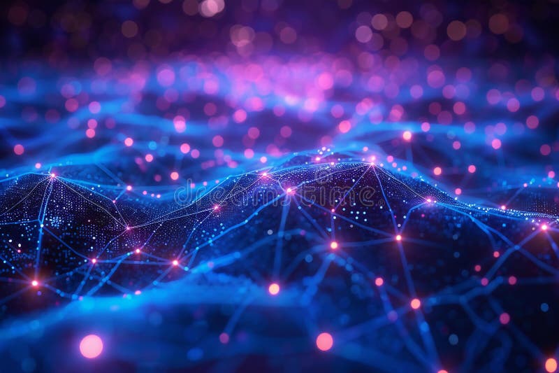Abstract Background with Blue Digital Connections in the Form of Neural ...