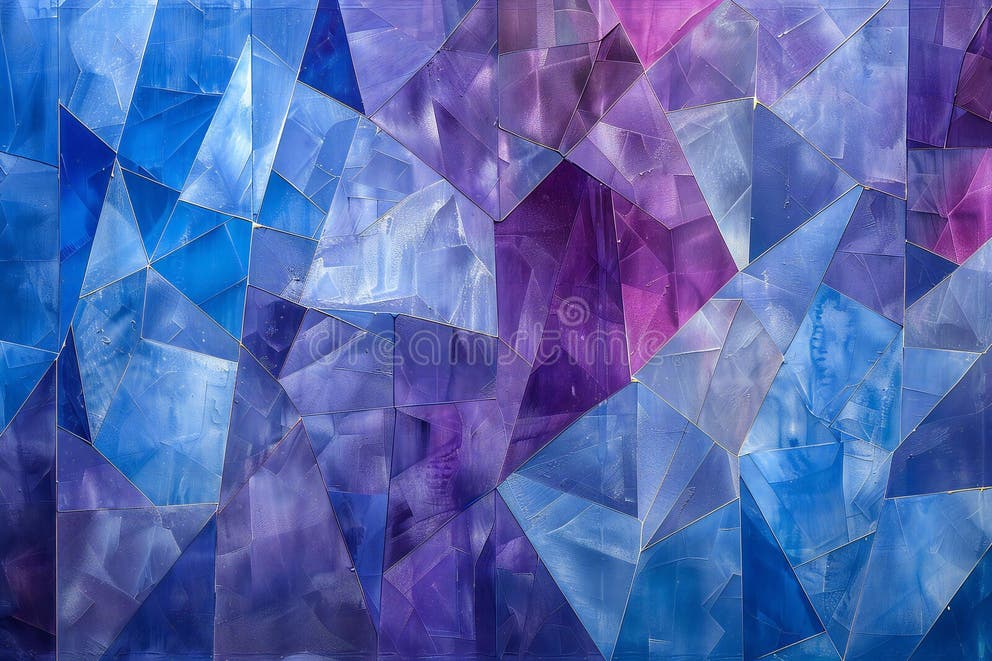 Abstract Background of Blue and Purple Glass Pieces of Triangular ...