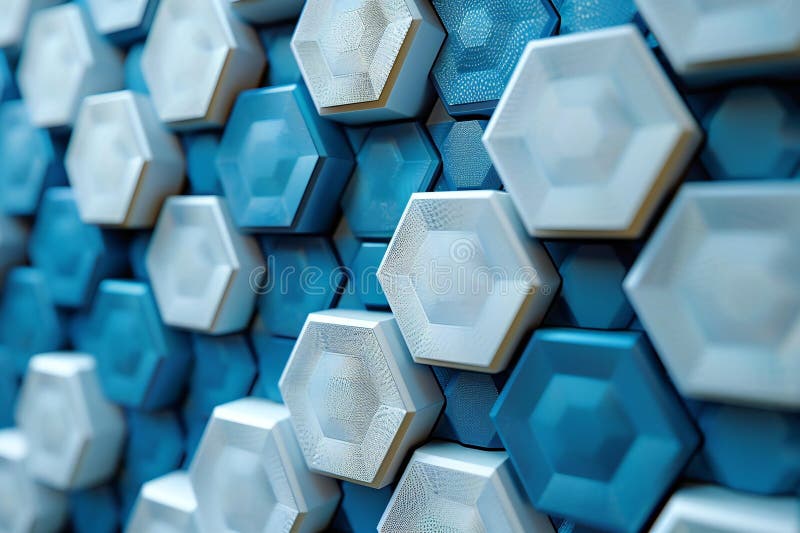 Abstract Background with Blue and White Hexagons in a Ing Style. Stock ...