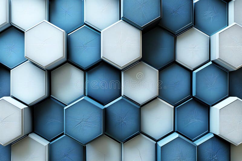 Abstract Background with Blue and White Hexagons in a Ing Style. Stock ...