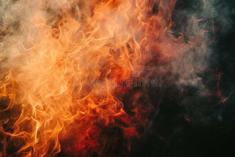 Abstract Background of Red and Orange Smoke on a Black Isolated ...