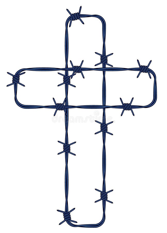 Barbed wire cross stock vector. Illustration of jail - 356809524
