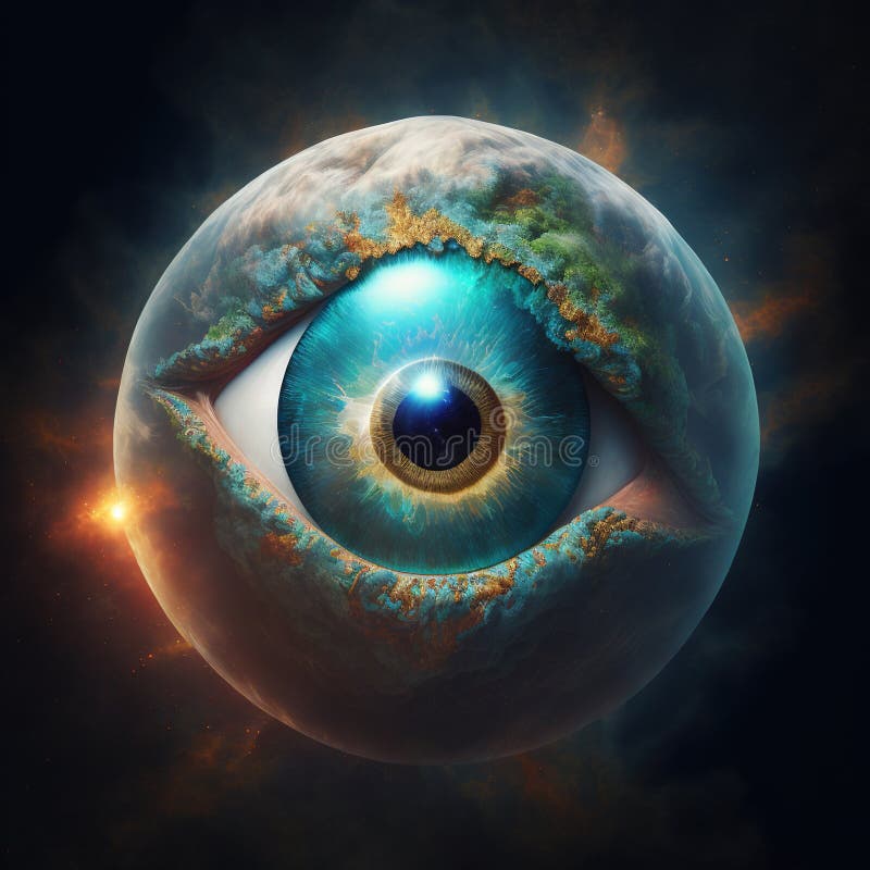Illustration Abstract Big Eye and Planet Earth Stock Illustration ...