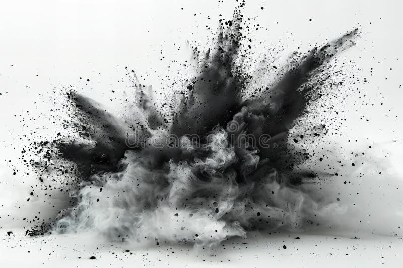 Illustration of Abstract Black Particles Explosion on a White ...