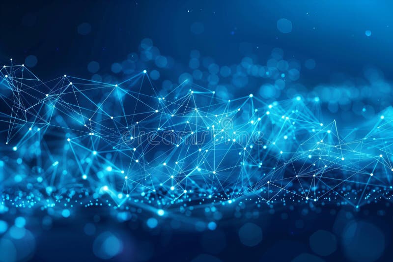 Abstract Blue Background with a Low Poly Network of Dots and Lines ...