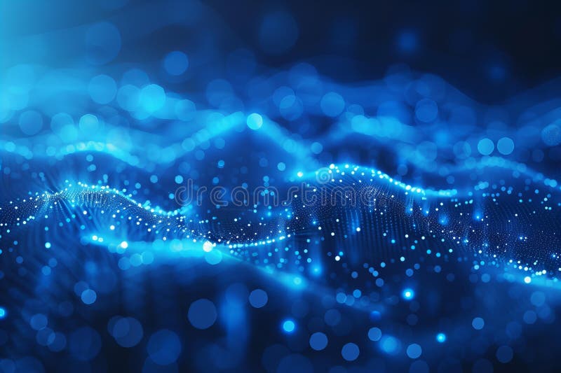 Illustration of Abstract Blue Digital Particles Dots Background, High ...