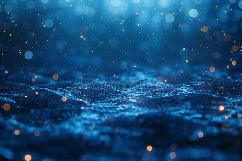 Abstract Blue Underwater Background with Bokeh Lights and Particles ...