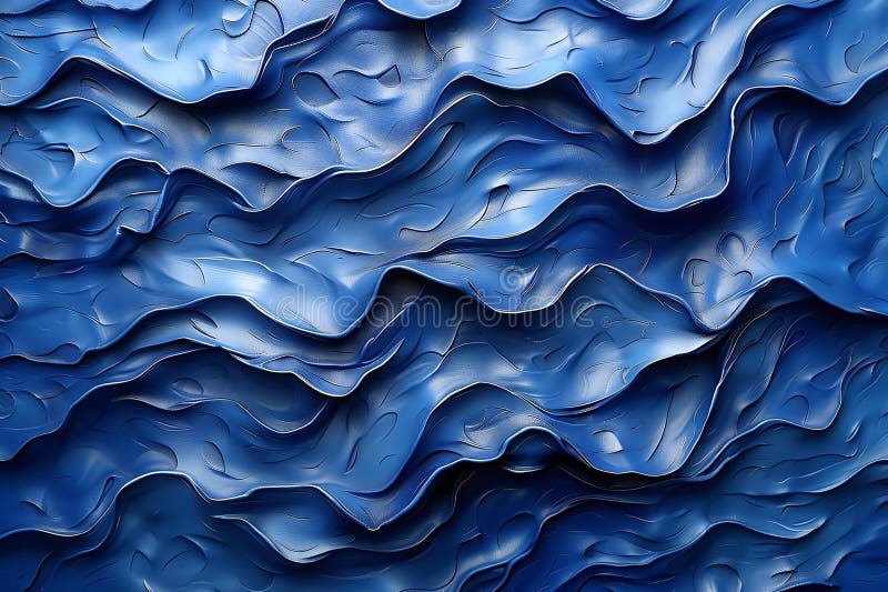 Abstract Blue Wavy Pattern, Generated Render Illustration Stock ...